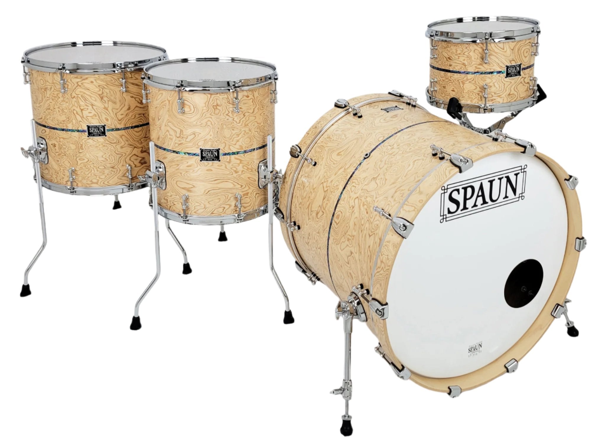 Designer 4pc Walnut/Olive Ash Burl Drum Kit | Spaun Drums – SPAUN