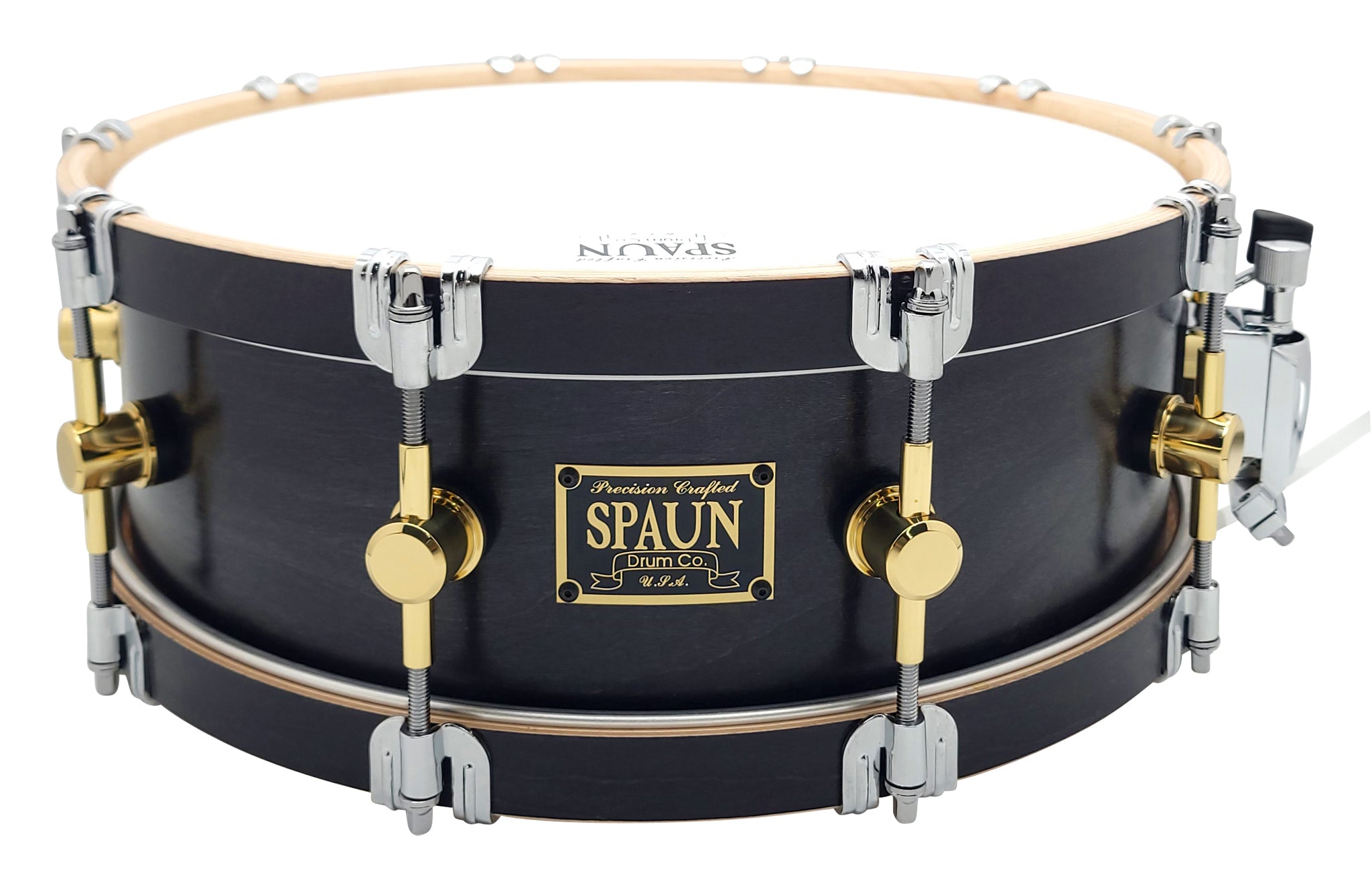 5.5x14 Wood Hoop Snare Drum-Black Satin | Spaun Drums – SPAUN