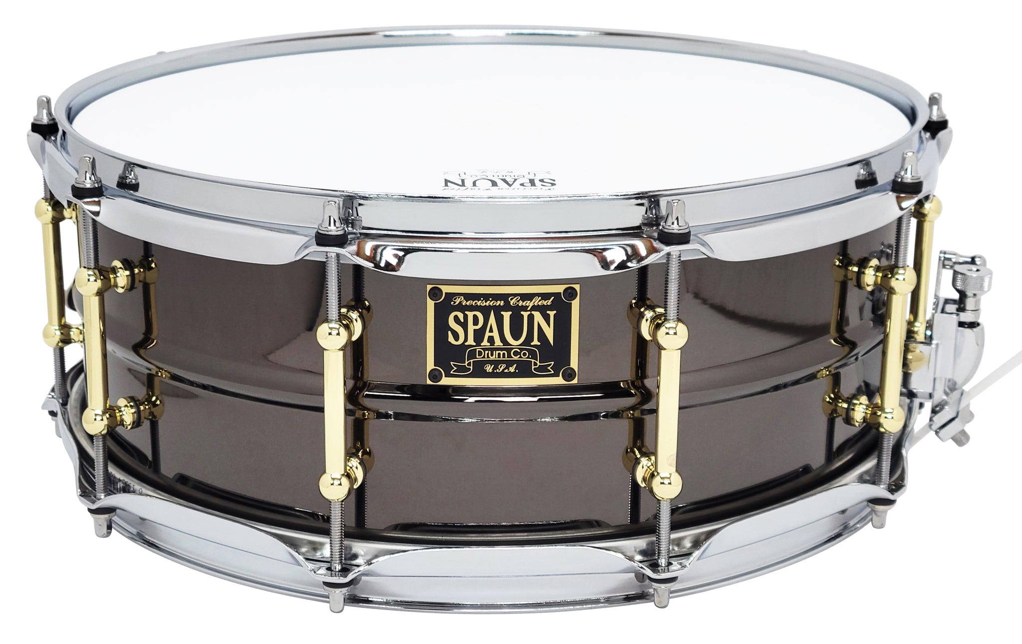 Brass 5.5x14 Snare Drum-Black Nickel | Spaun Drums – SPAUN