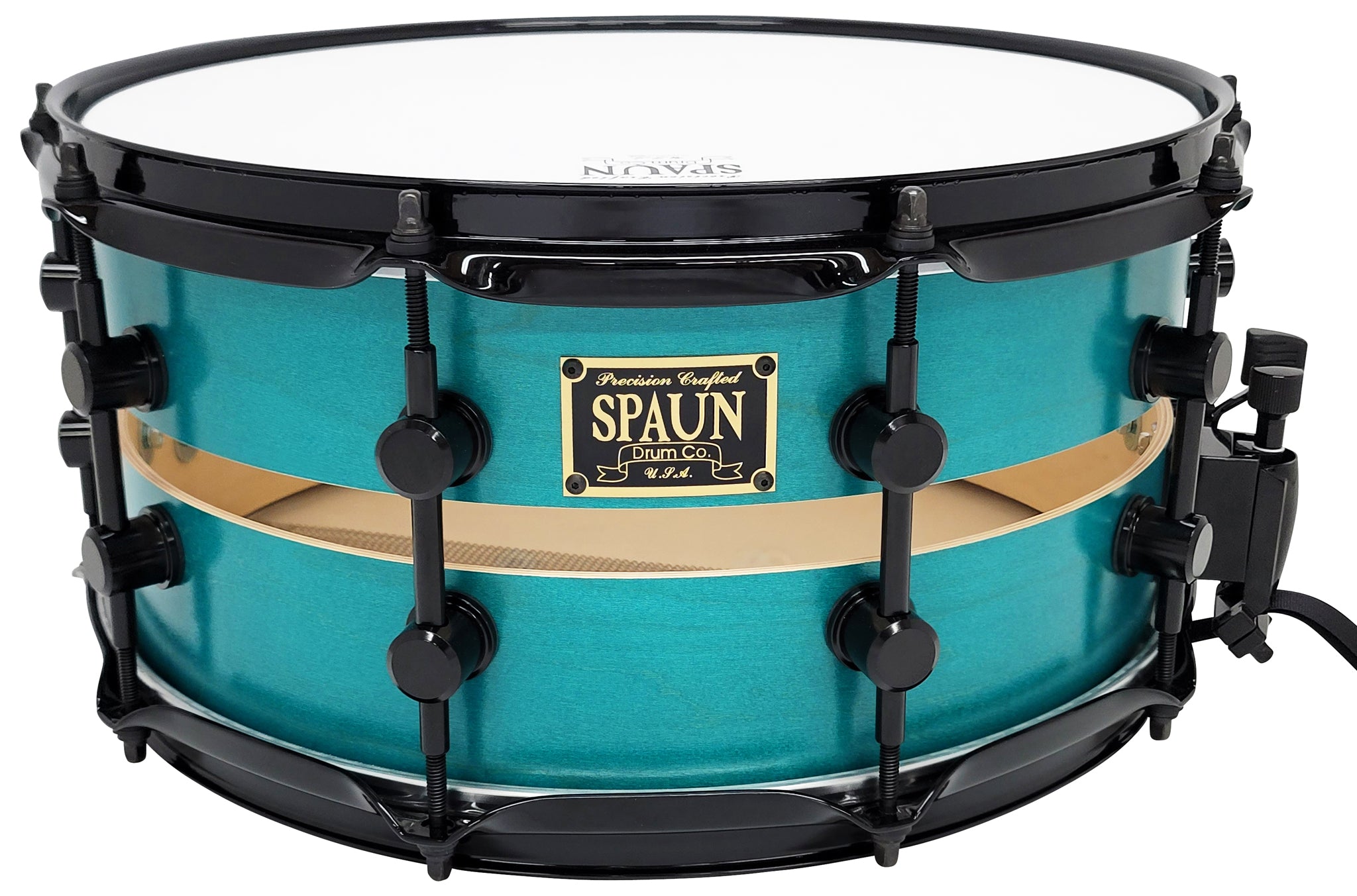 7x14 Split Snare Drum-Teal & Black | Spaun Drums – SPAUN