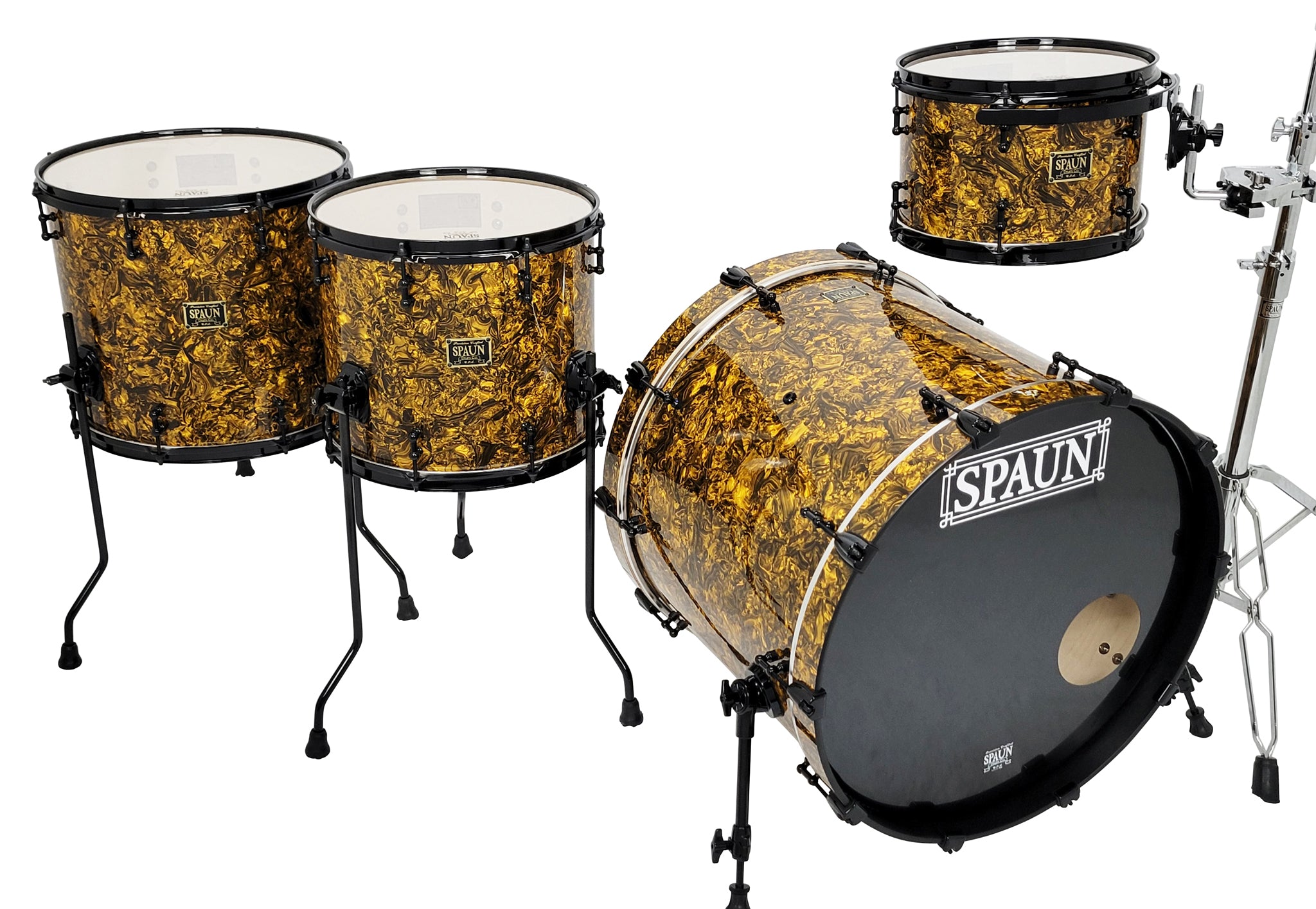 Custom 4pc Drum Kit-Gold Abalone | Spaun Drums – SPAUN