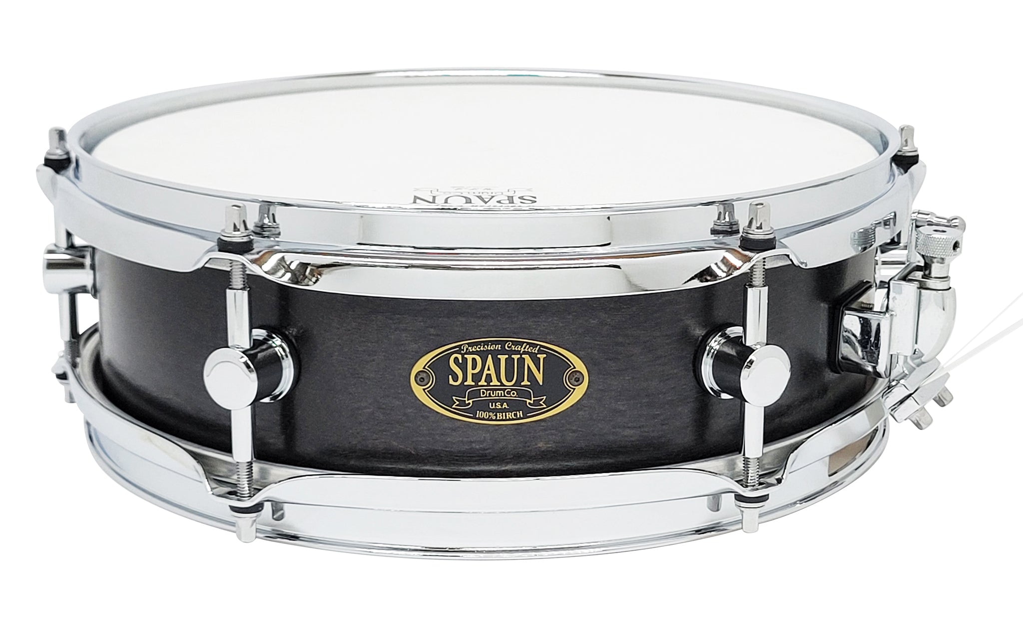 Birch 3.5x12 Snare Drum-Black Satin | Spaun Drums – SPAUN