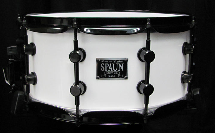 Spaun Snare Drum LED 7x14-White w-BK HW – SPAUN